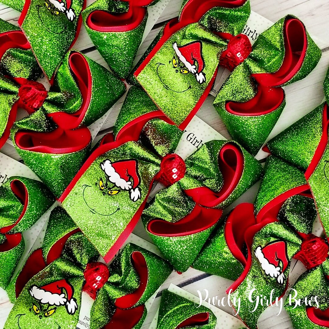 Grinch Hairbow Green Grinch Bow Christmas Hairbow You're Mean One ...