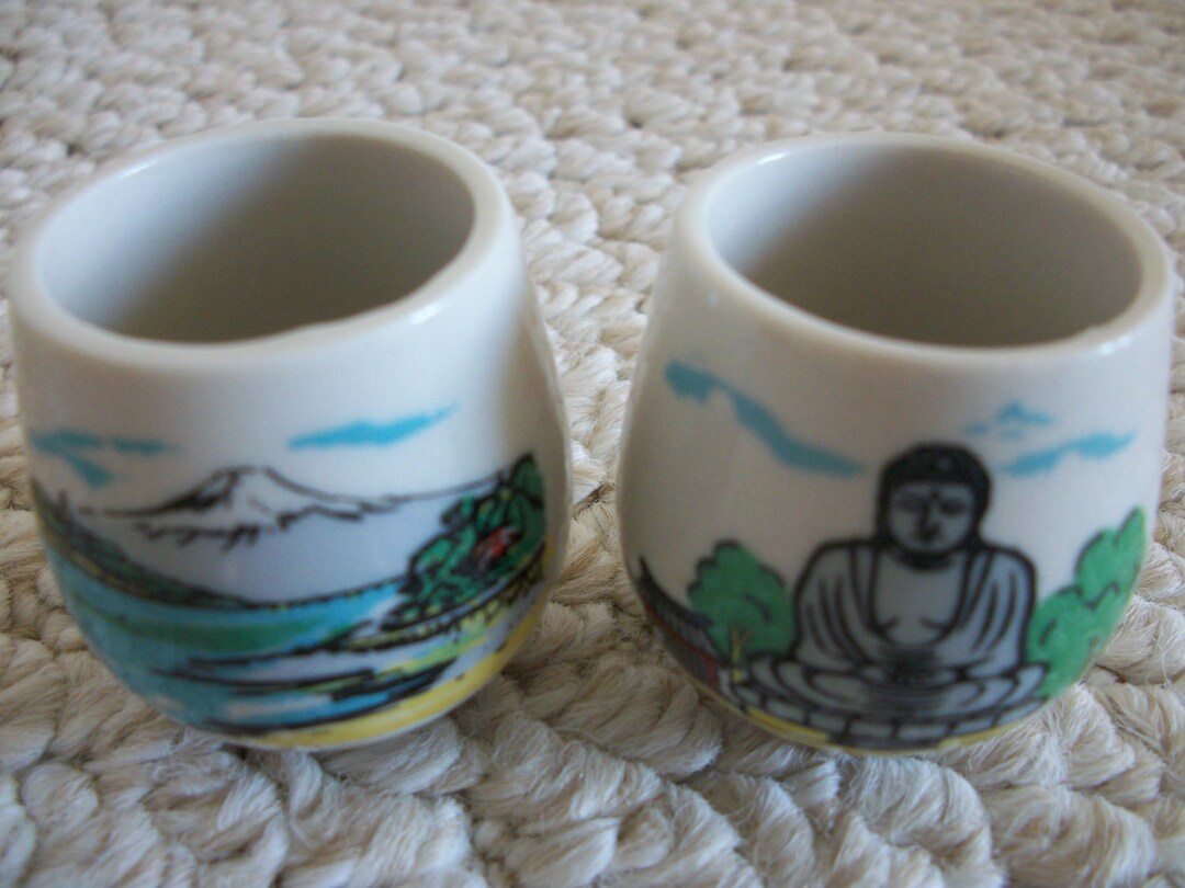 Budda & Mt. Fugi Miniature Cups Collectibles (#0646) - Etsy