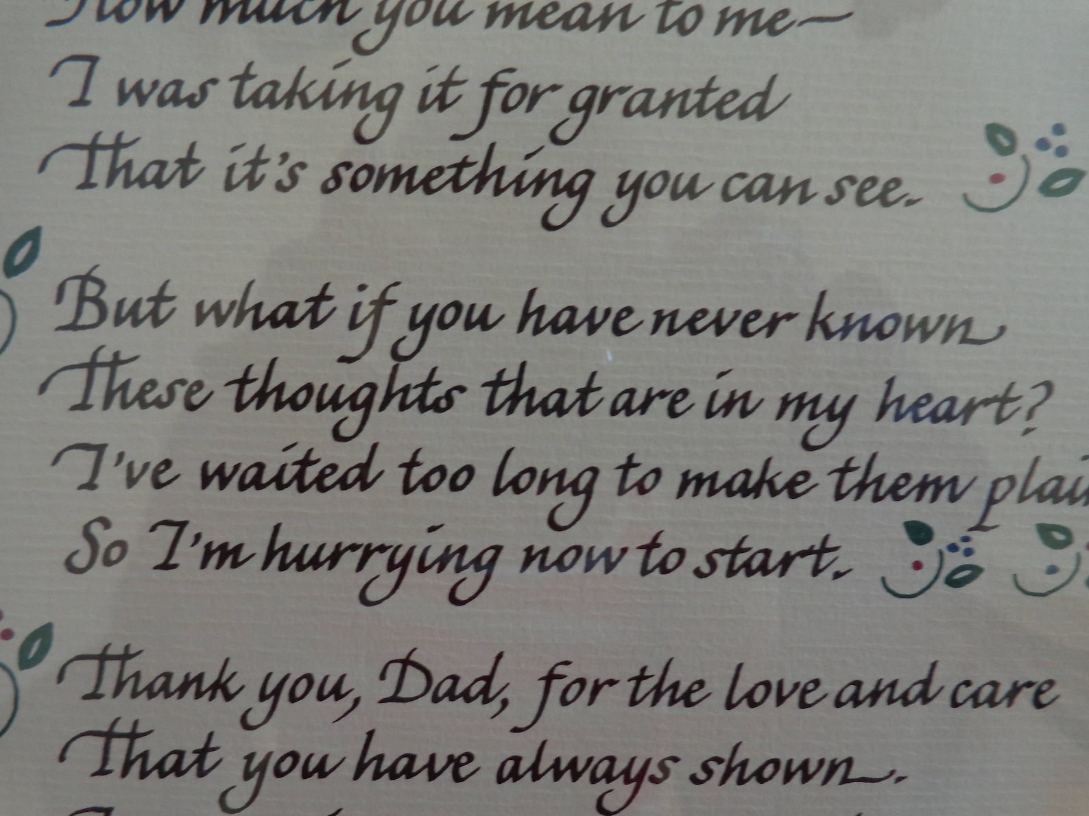Dear Dad a Beautiful Tribute Verse Framed & Matted (#1539) - Etsy
