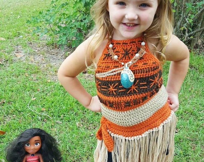 Moana Crochet Costume Dress Pattern Hula Princess Outfit Toddler Child ...