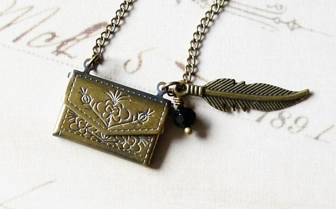 Mini Purse Necklace, Bronze Locket Necklace, Antiqued Brass Necklace ...