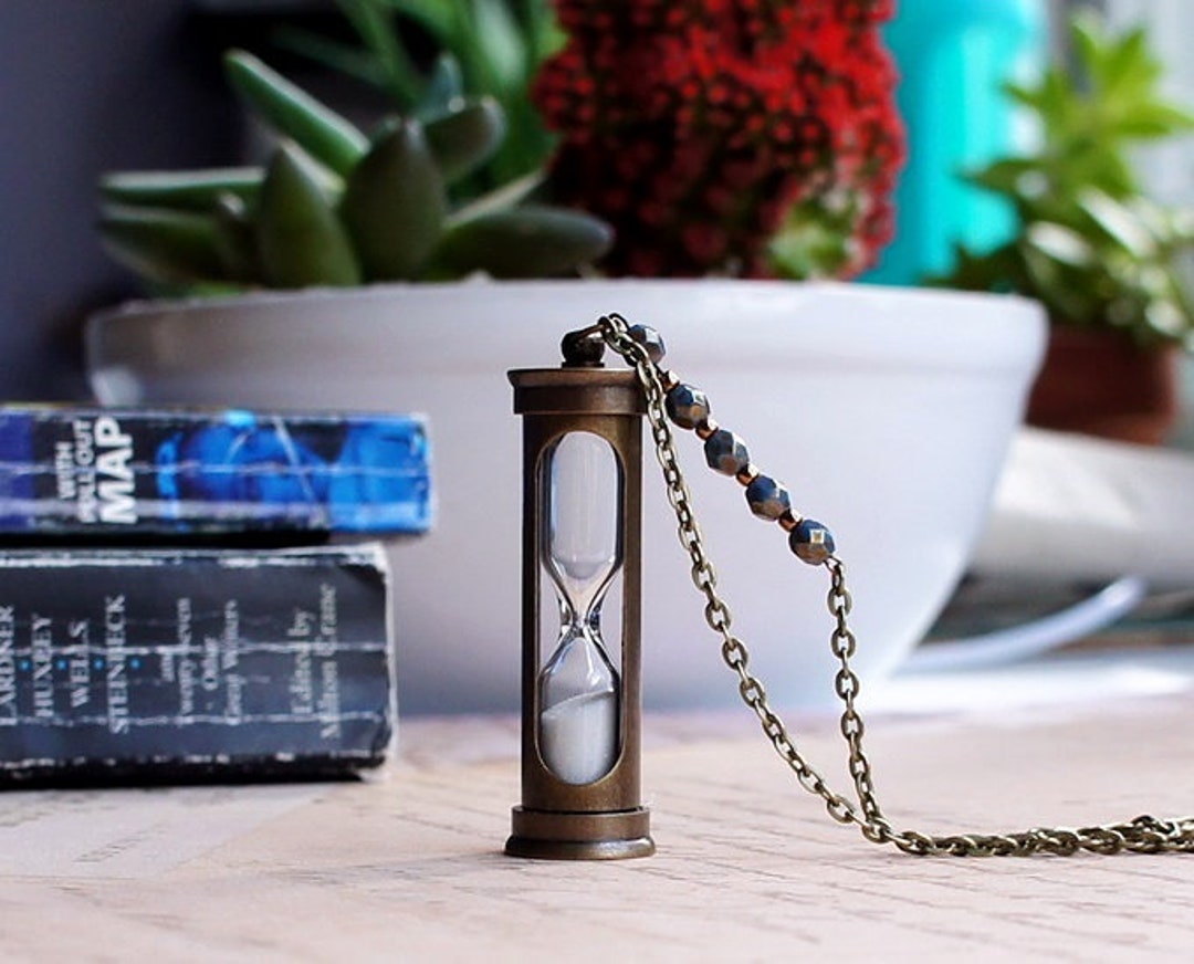 Bronze Hourglass Necklace, Sand Timer Necklace, Mini Hourglass Necklace ...