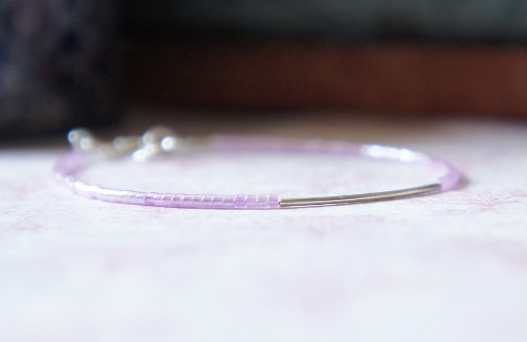 Primrose Pink Seed Bead Bracelet, Tiny Beads Bracelet, Delicate Layering Bracelet, Beaded ...