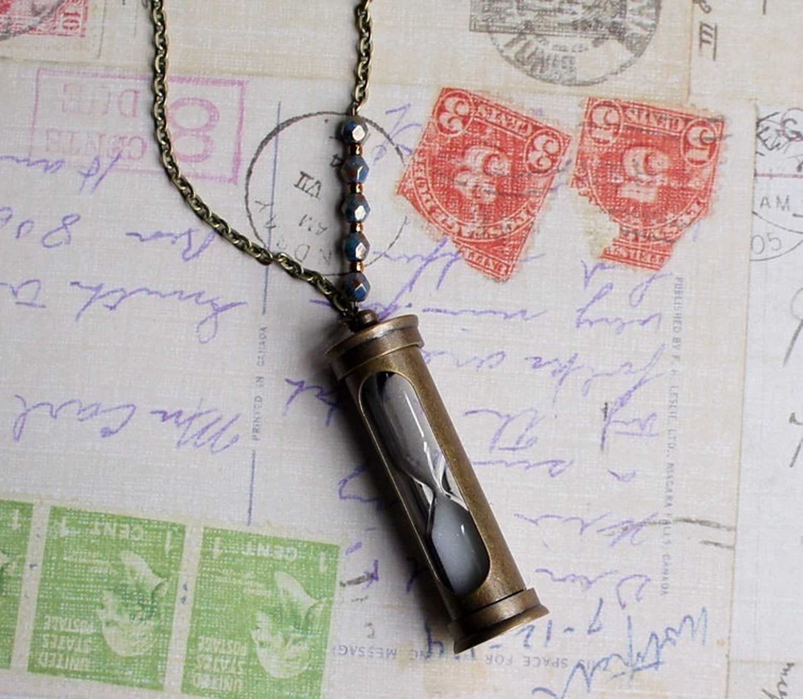 Bronze Hourglass Necklace, Sand Timer Necklace, Mini Hourglass Necklace ...