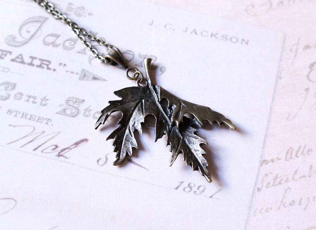 Large Maple Leaf Necklace, Fall Statement Necklace, Bronze Leaf ...