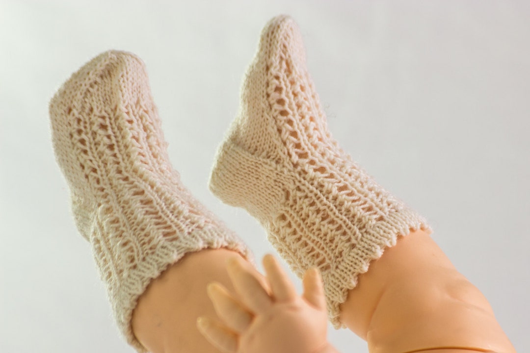 Baby Socks Knitting Pattern: Easy Lace Rib, Picot Edge (PDF) - Etsy