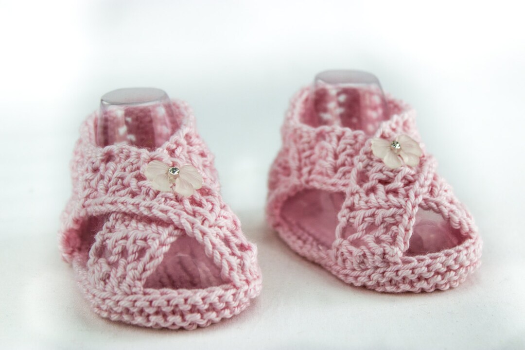KNITTING PATTERN, Baby Girl Sandal Pattern, Cross Over Sandal Pattern ...