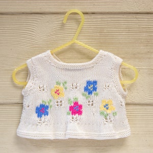 KNITTING PATTERN, ,baby Girls Top, Girls Summer Ruffled Top, Eyelet ...