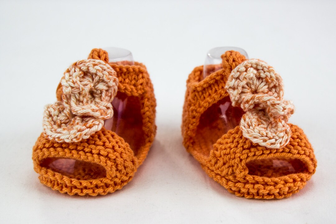 KNITTING PATTERN, Baby Girl Sandal Pattern, Ruffle Top Sandal Pattern ...