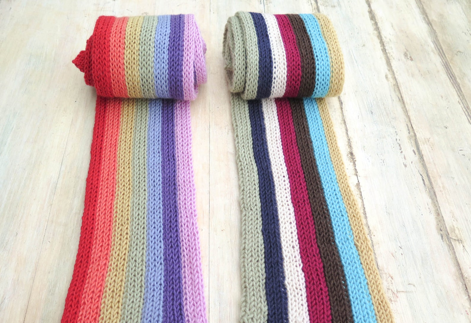 KNITTING PATTERN Vertical Stripe Scarves End of the Rainbow | Etsy