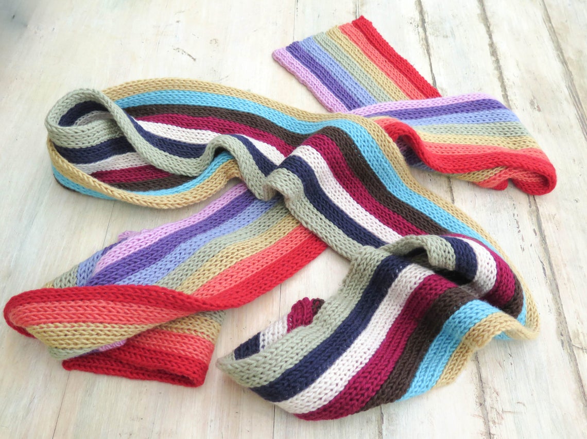 KNITTING PATTERN Vertical Stripe Scarves End of the Rainbow | Etsy