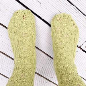 KNITTING PATTERN, Sock Knitting Pattern, Leaf Twine Pattern, Lace Sock ...