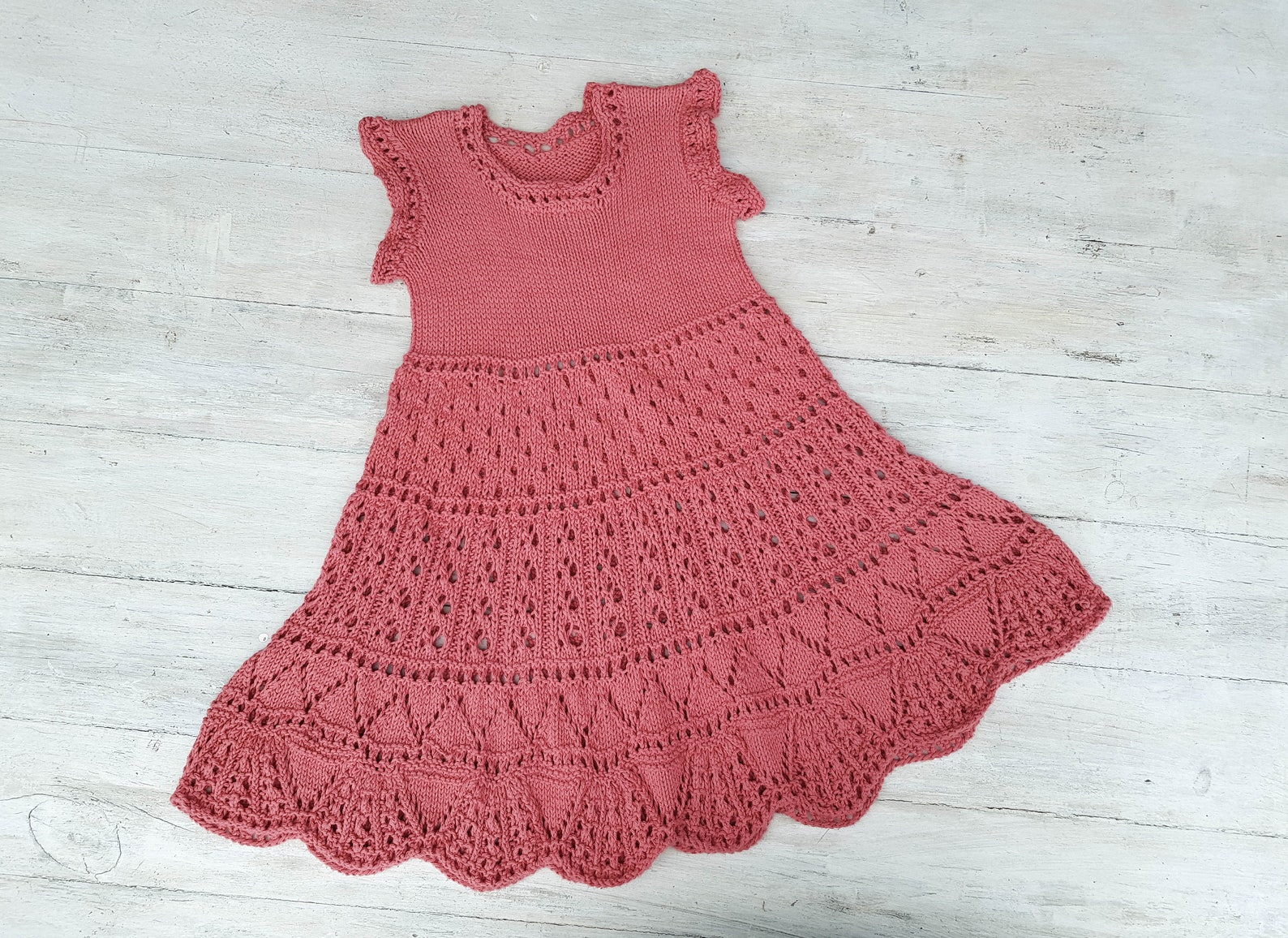 KNITTING PATTERN, Girl's Dress, Baby Dress,knit Lace Skirt Dress, Knit ...