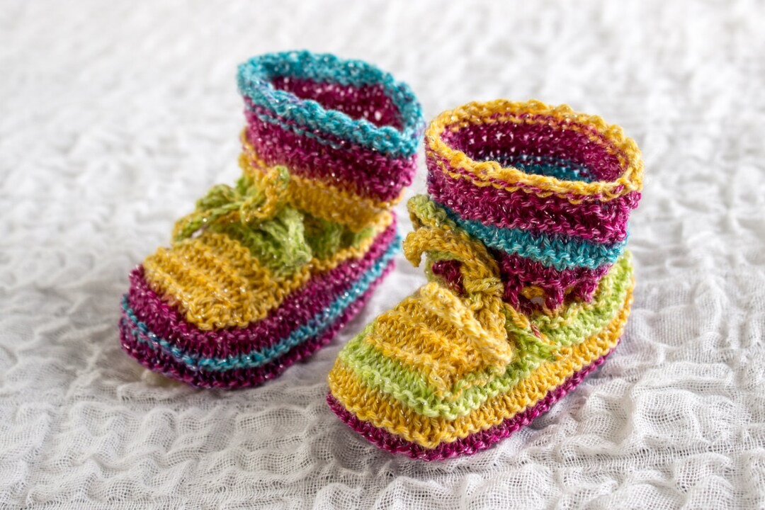 KNITTING PATTERN, Baby Booties, Cute Booties, Tied Baby Booties, Ribbed ...