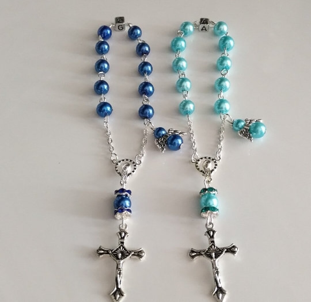 Small Rosary, Personalized Rosary, Baptism Favors, Mini Rosary, Baptism ...