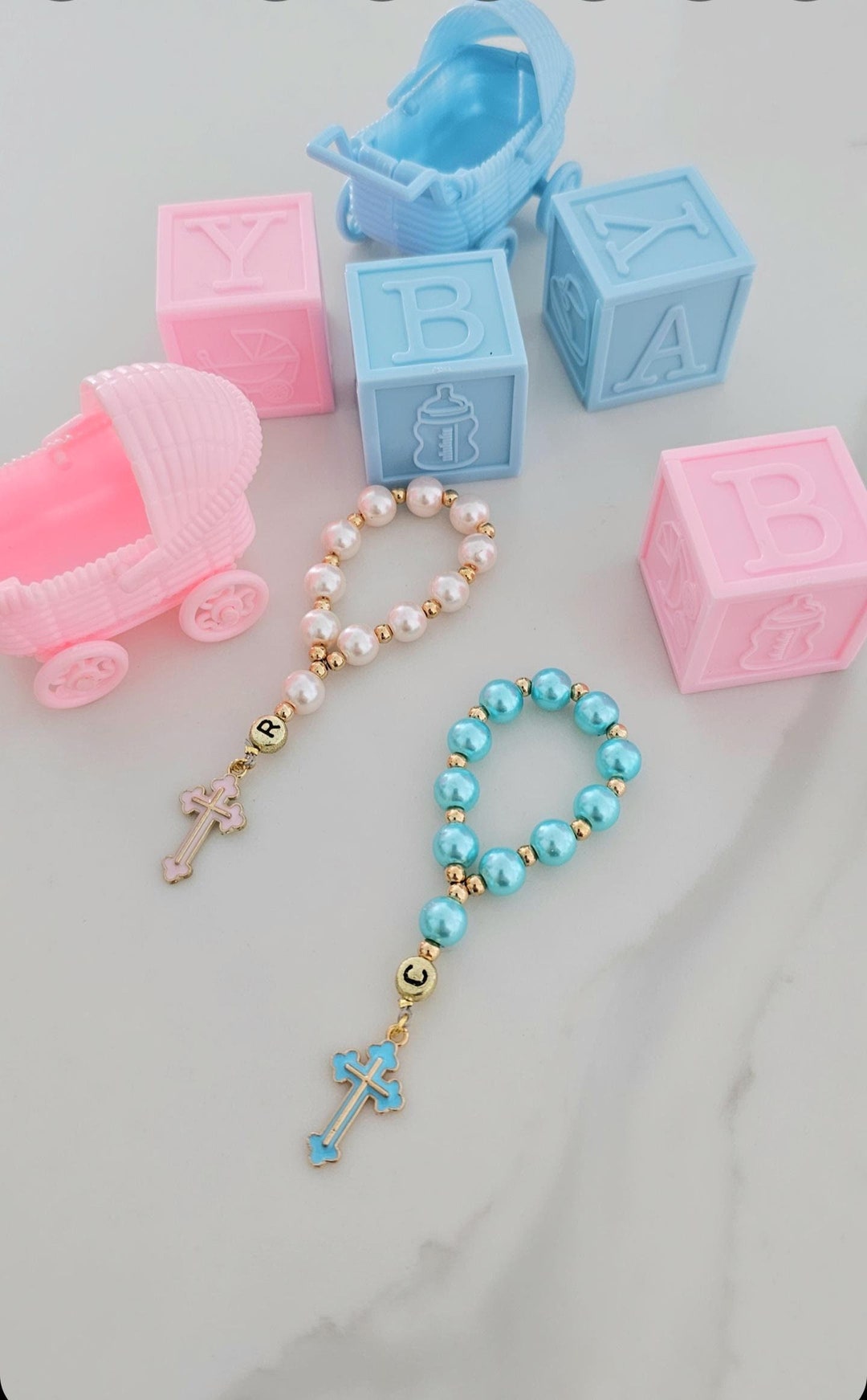 Boy or a Girl Personalized Baptism Mini Rosaries, Baptism Favors ...