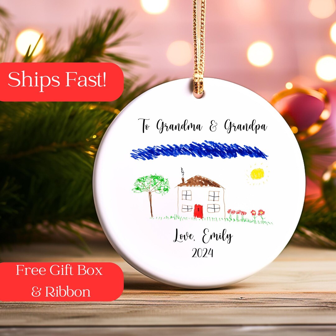 Kids Drawing Gift, Custom Kids Drawing, Child's Drawing Ornament, Kids ...