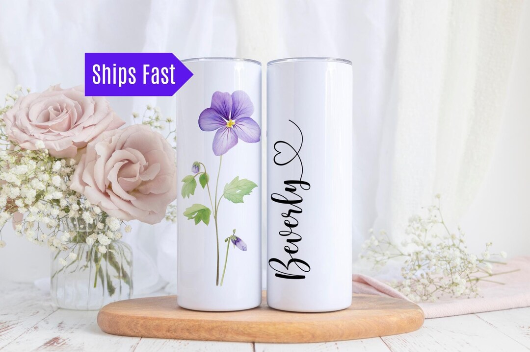 Personalized Birth Month Flower Tumbler With Lid, Custom Birth Month ...