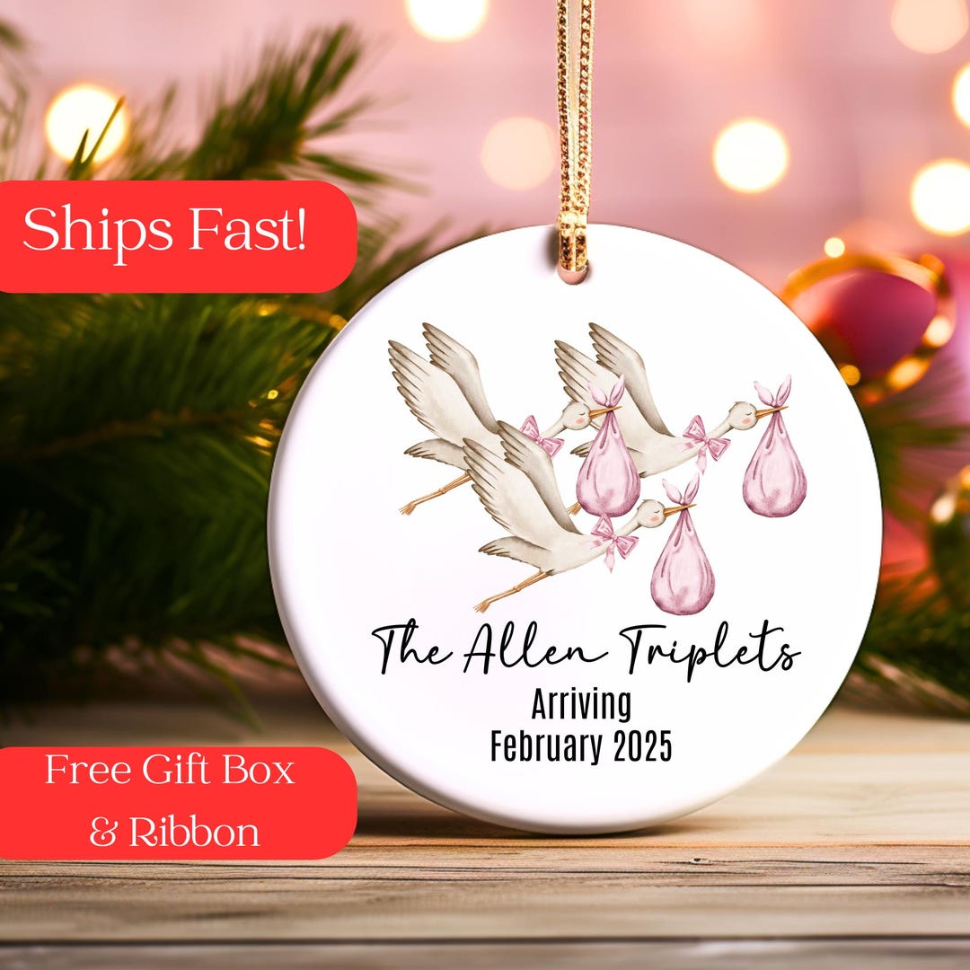 Triplets Announcement Ornament, Baby Arriving Ornament, Baby Due ...