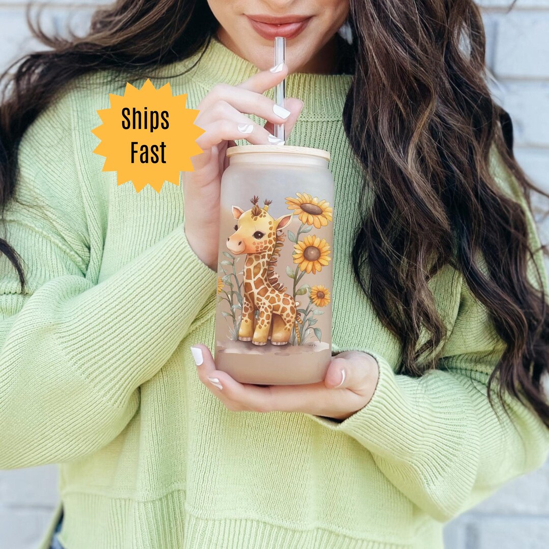 Custom Baby Giraffe Frosted Cup, Personalized Giraffe Cup, Custom ...