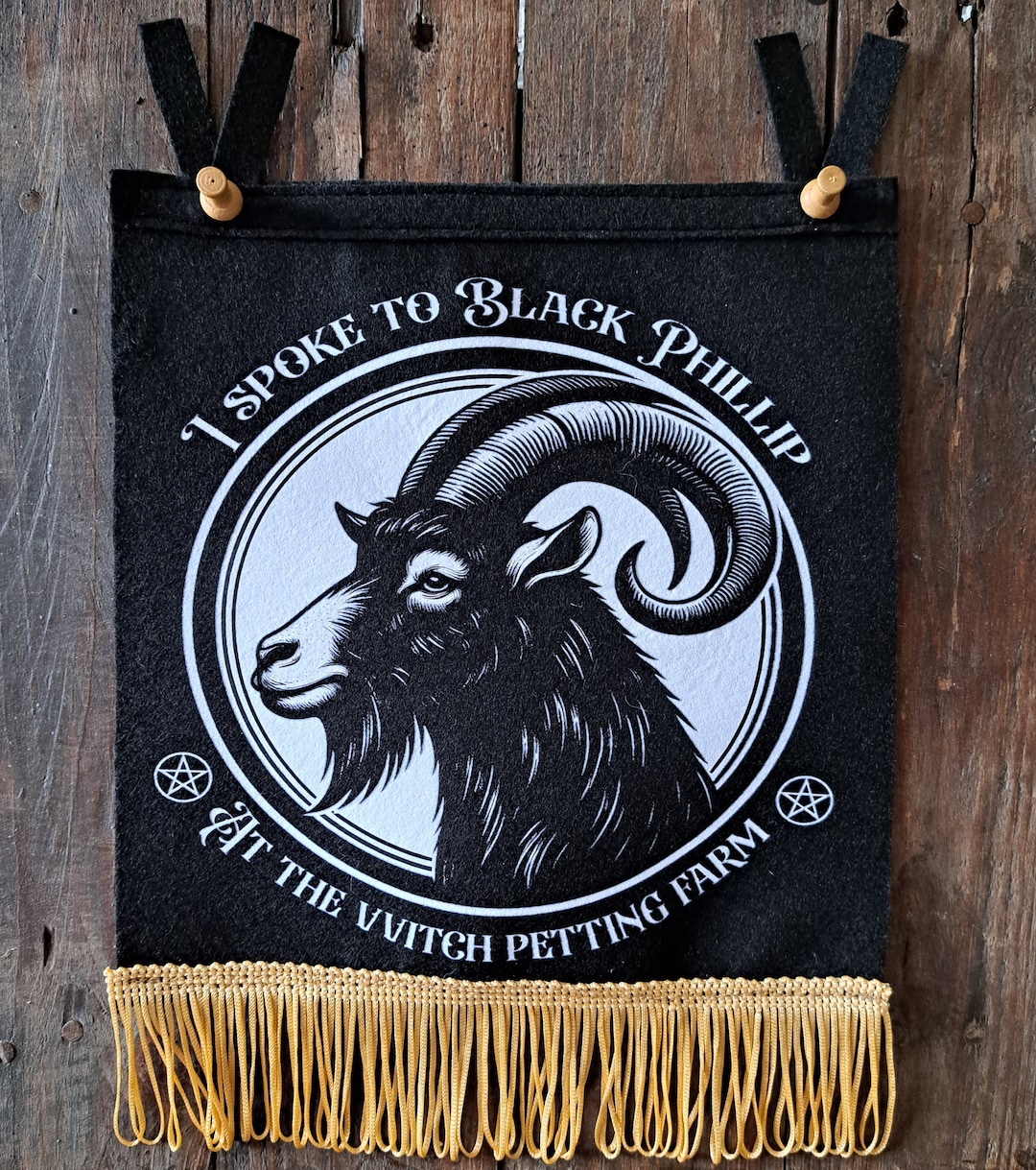 Black Phillip Goat Pennant, Wall Hanging, Banner, Satanic, Black Magic ...