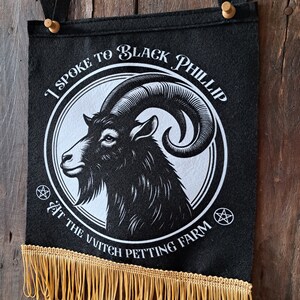 Black Phillip Goat Pennant, Wall Hanging, Banner, Satanic, Black Magic ...