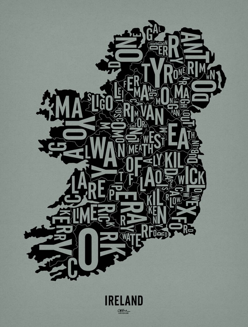 IRELAND and its 26 Counties 19x25 Map Poster Screen | Etsy