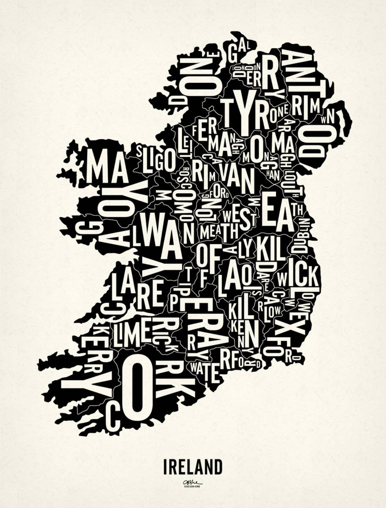 IRELAND and its 26 Counties 19x25 Map Poster Screen | Etsy