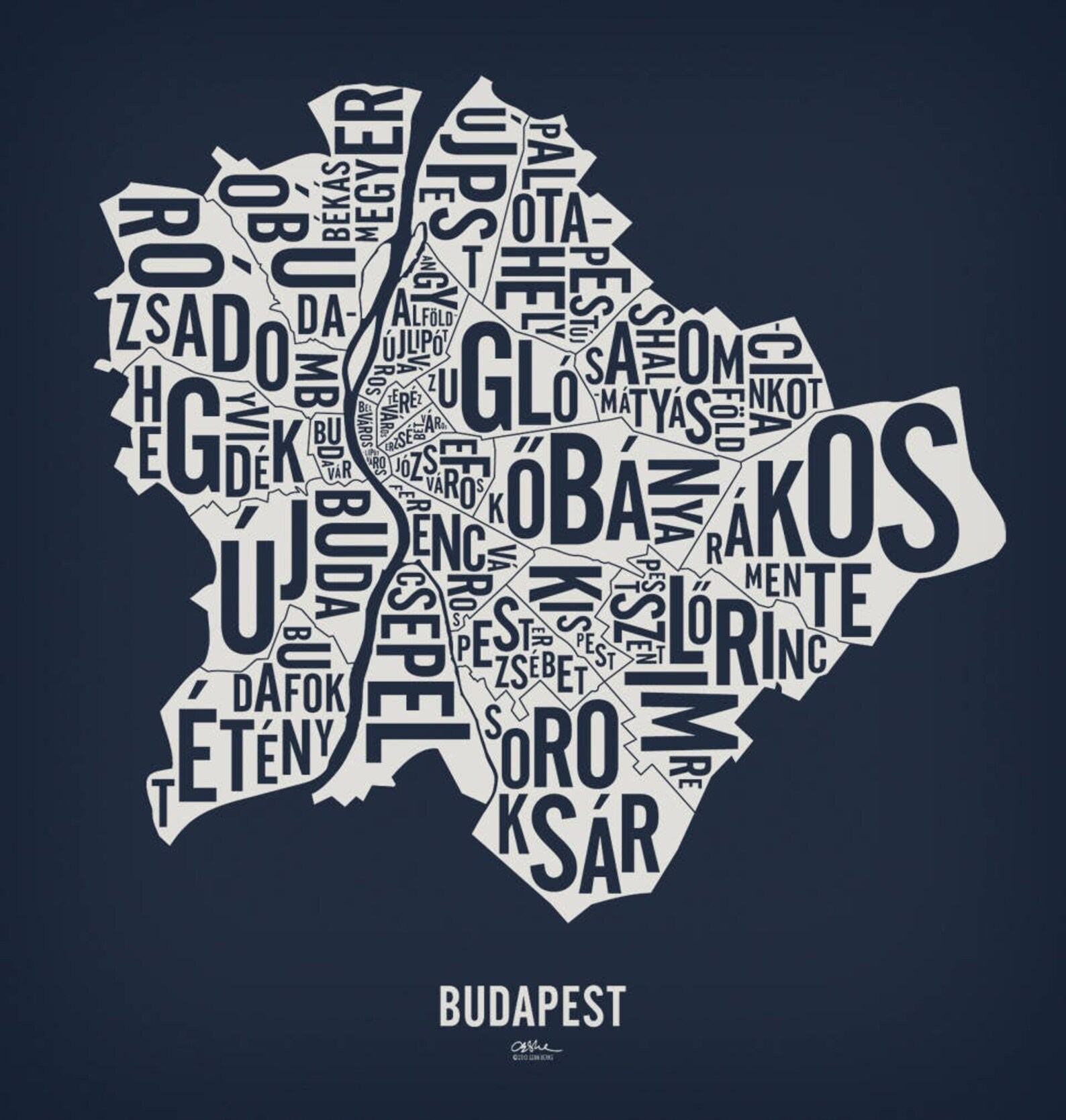 BUDAPEST and Its 23 Districts 20x21 Map Poster | Etsy