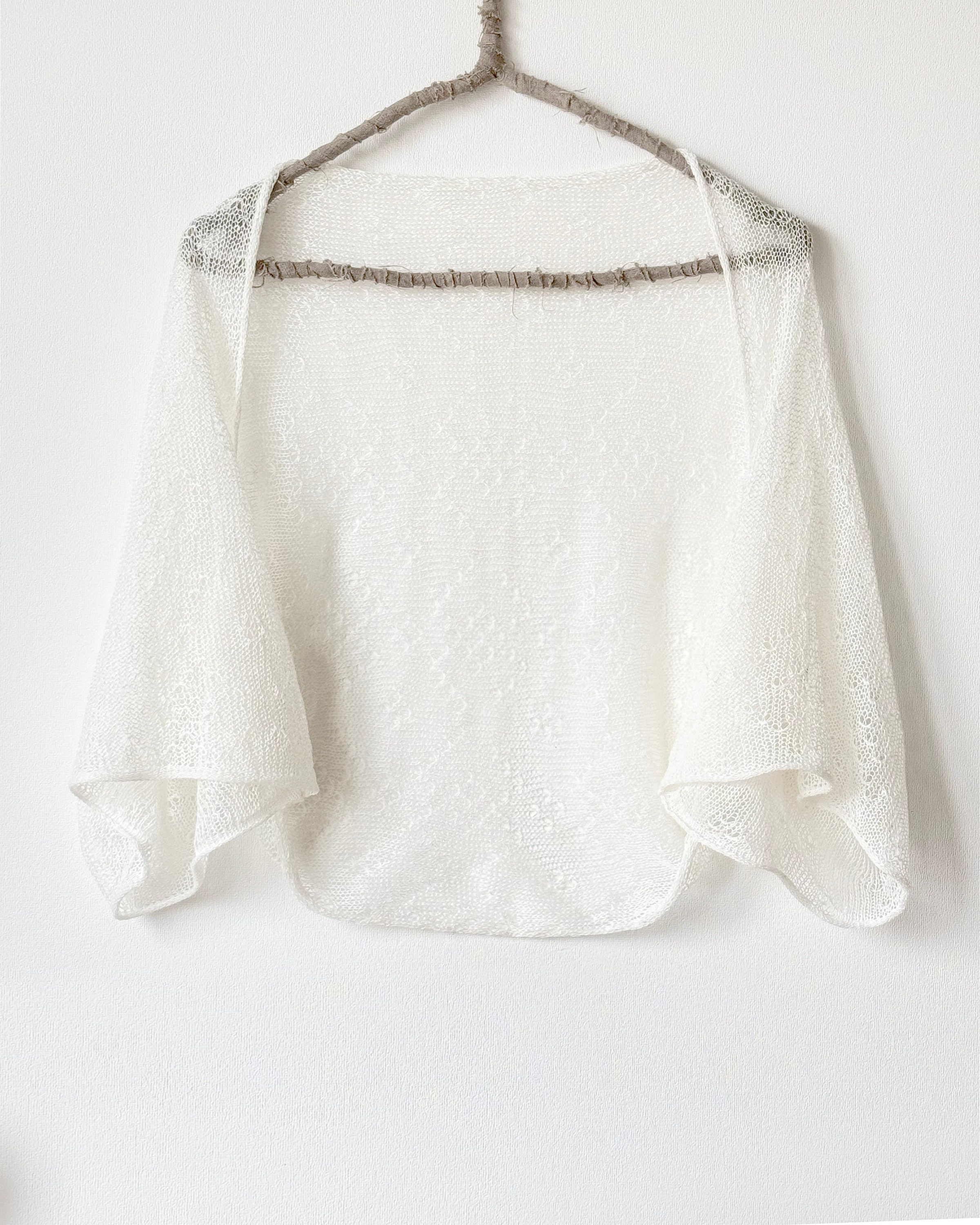 White Linen Shrug Bolero - Knit Summer Shoulders Wrap - Short Sleeve ...