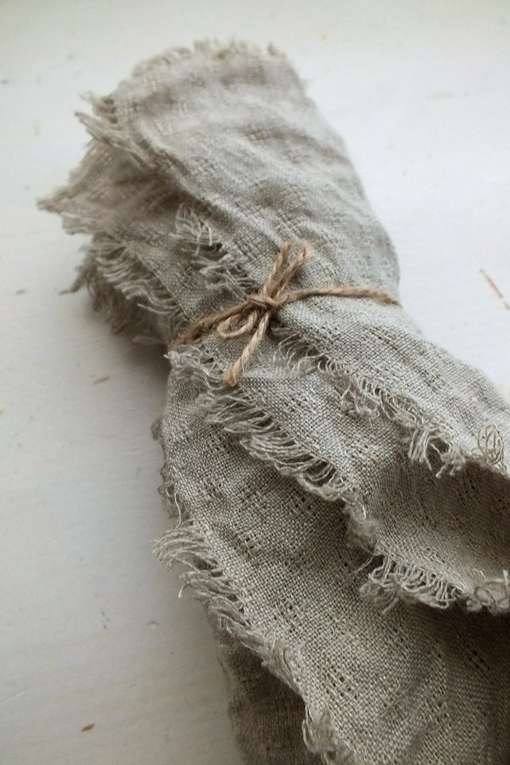 Vintage Style Natural Linen Tea Towel Raw-edge Kitchen Dish Towel Pure ...