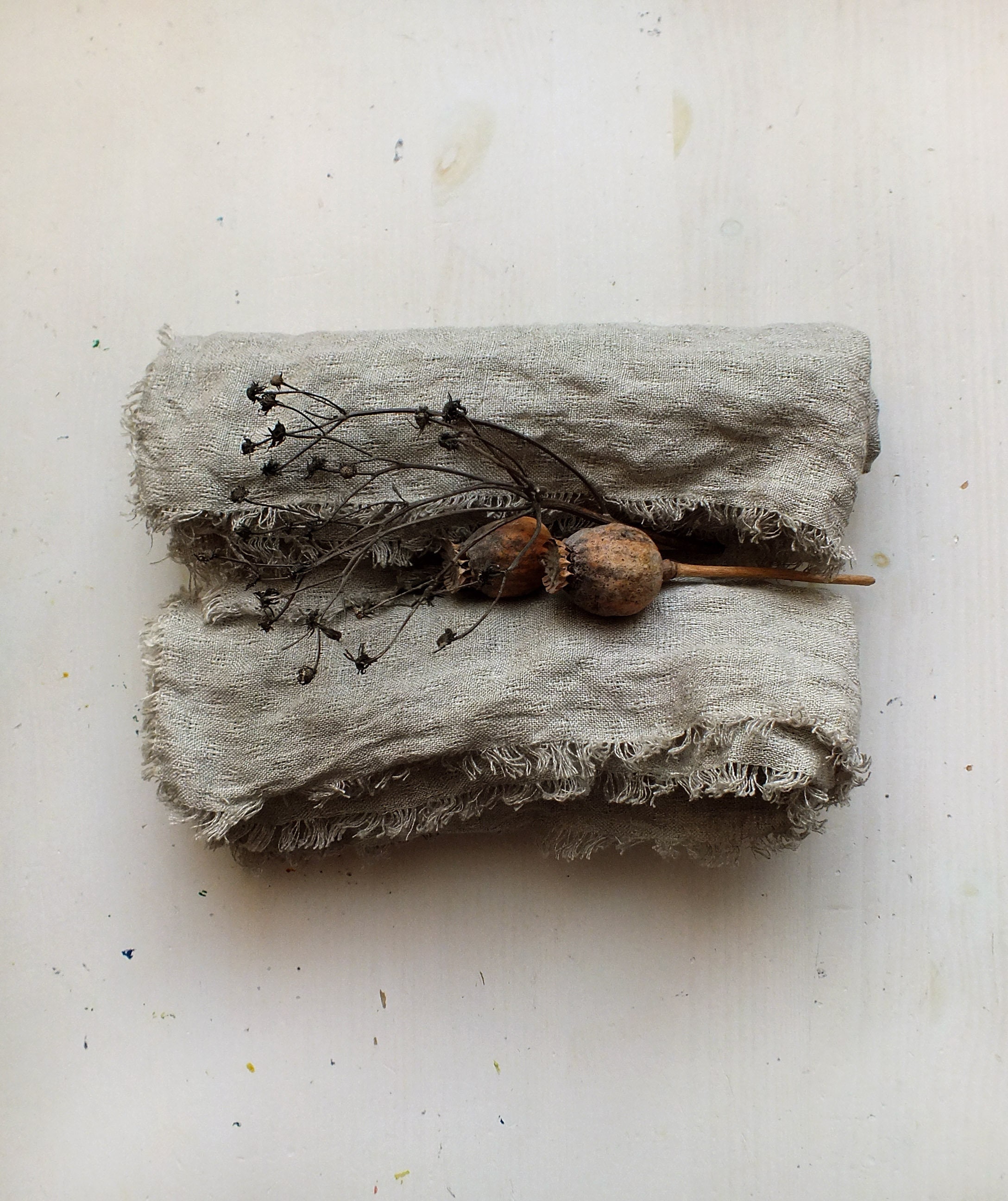 Vintage Style Natural Linen Tea Towel Raw-edge Kitchen Dish Towel Pure ...