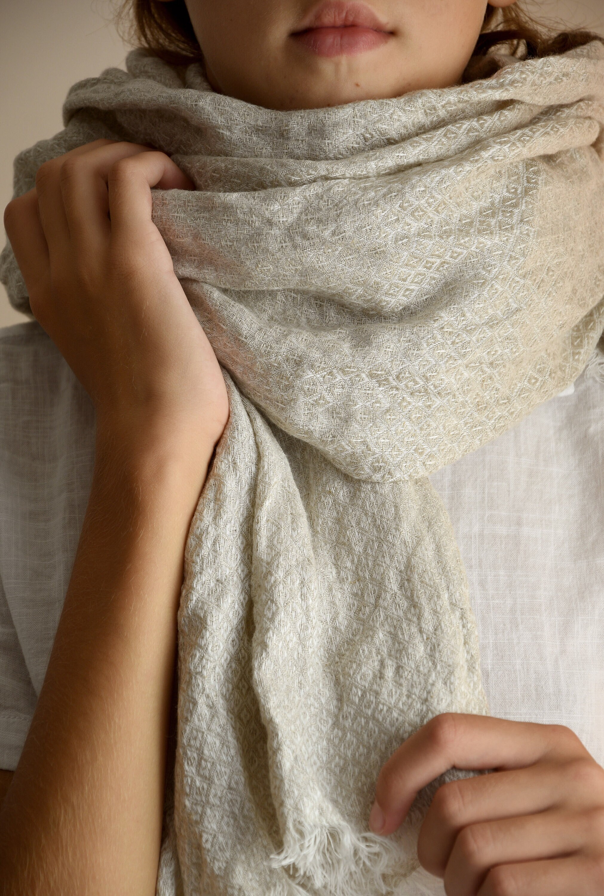 Soft Linen Shawl Eco-friendly Natural Pure Linen Wrap Simple Minimalist ...