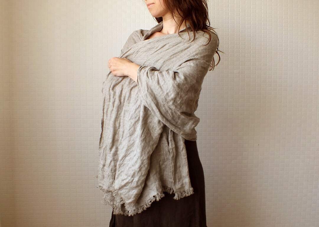 Soft Linen Shawl - Eco-friendly Natural Pure Linen Wrap - Simple ...