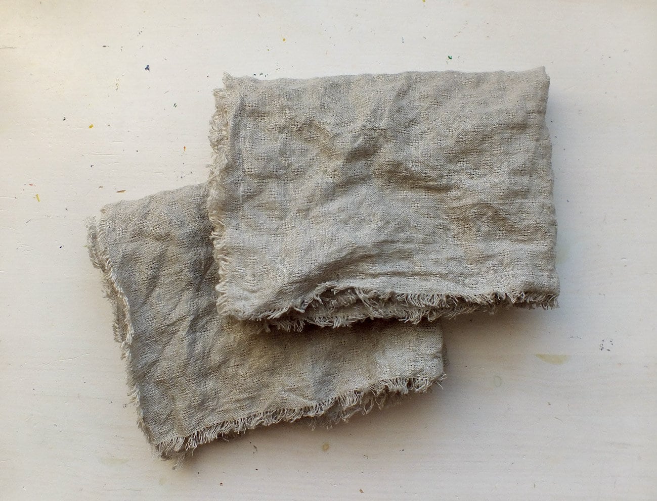 Vintage Style Natural Linen Tea Towel - Raw-edge Kitchen Dishtowel ...