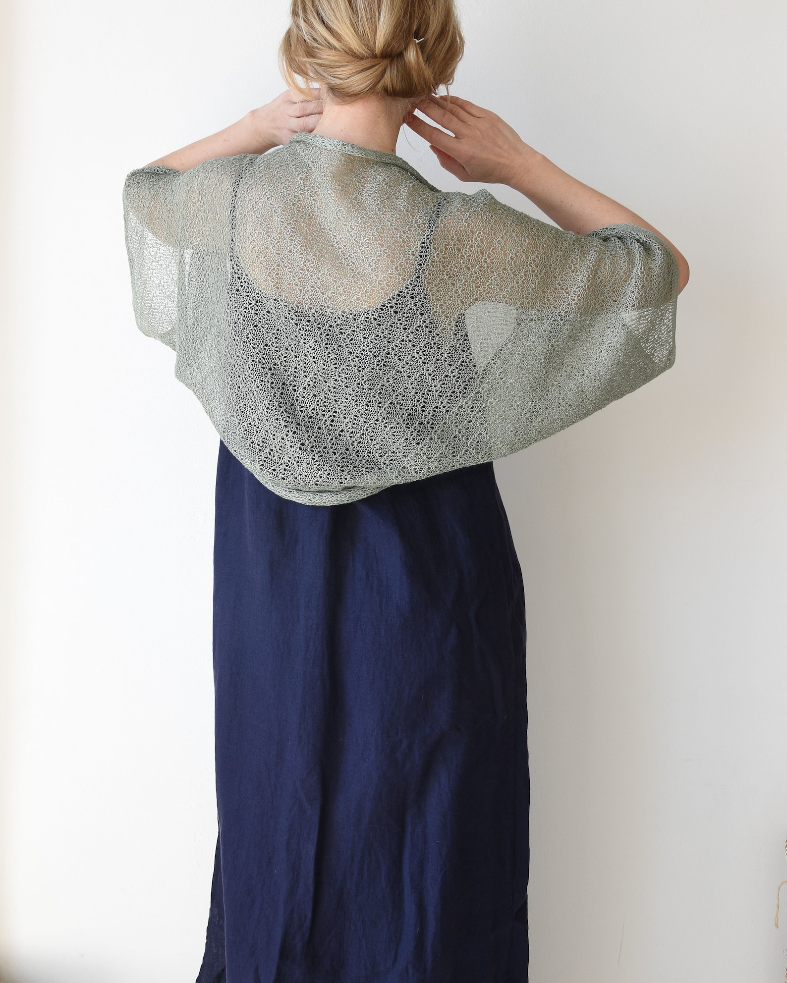 Linen Shrug Bolero Knit Linen Jacket Open Front Summer Cardigan ...