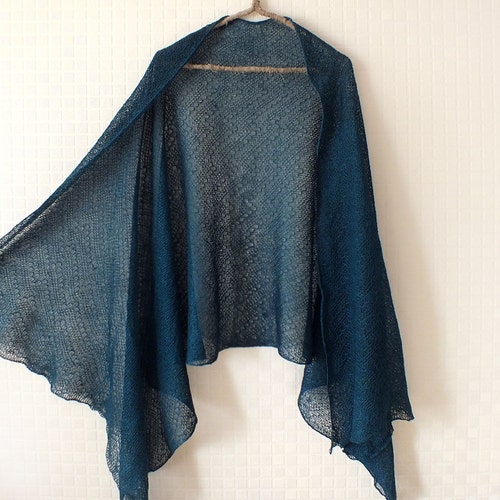 Teal Blue Linen Scarf Linen Shawl Wedding Lace Stole | Etsy