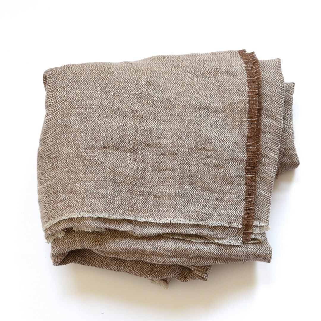 Soft Linen Throw Blanket in Herringbone Pattern - Scandinavian Style ...