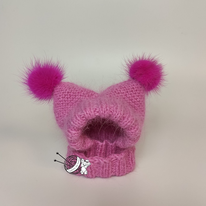 Pink Knitted Dog Hats Dog Pom Pom Hat Puppy Hat Caps for - Etsy