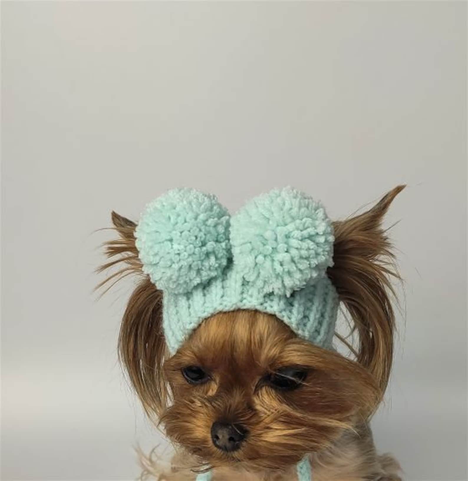 Warm Hat for Dog With Pompom Small Dog Hat Knitted Dog Hat - Etsy