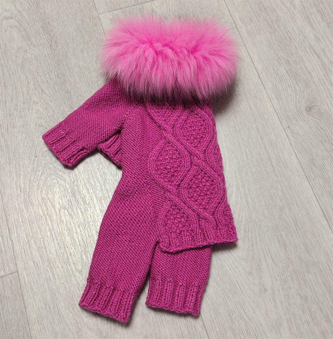 Dog Jumpsuit Pink, Knit Dog Overall Custom, Hand Knitted Small Dog ...