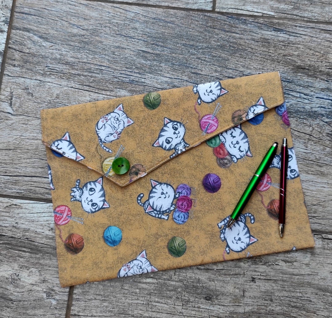 Cat Textile Envelope A4 A5 A6 Size File Pocket Fabric Document Bag ...