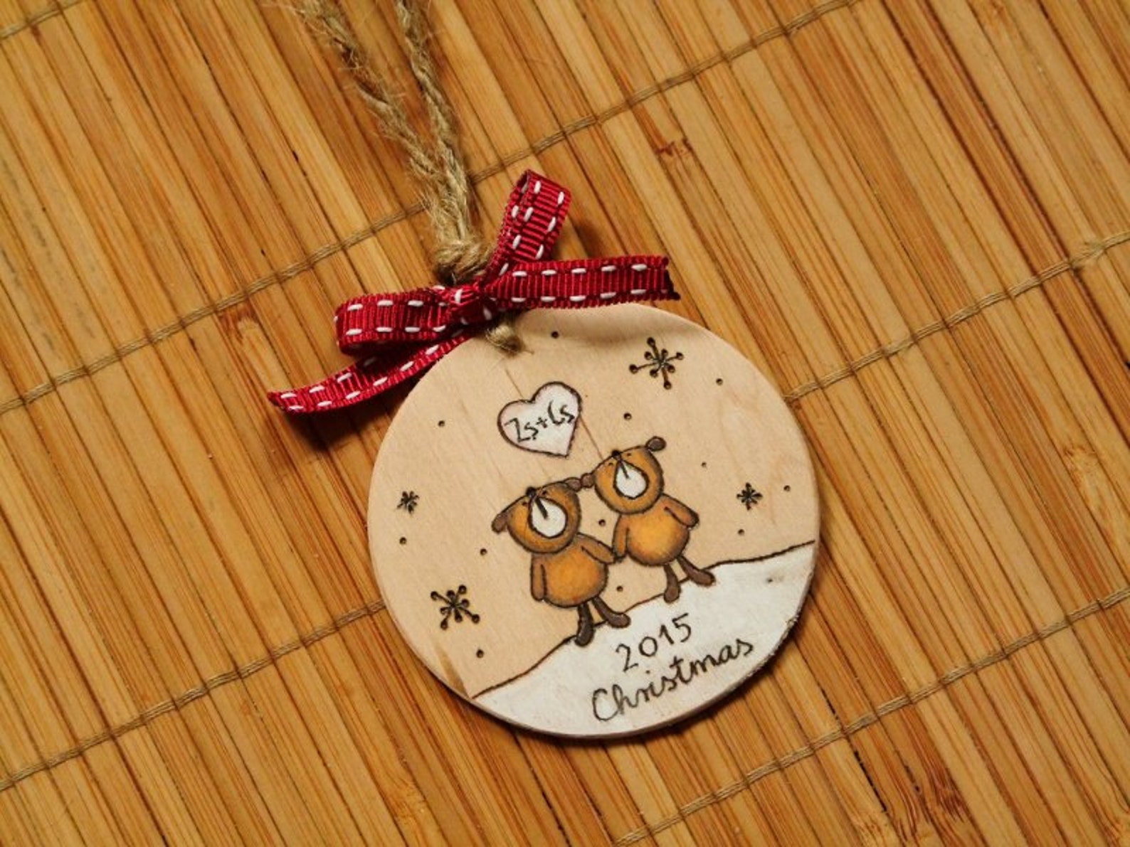 Merry Christmas Pyrography Wooden Handmade Bauble Ornament - Etsy UK