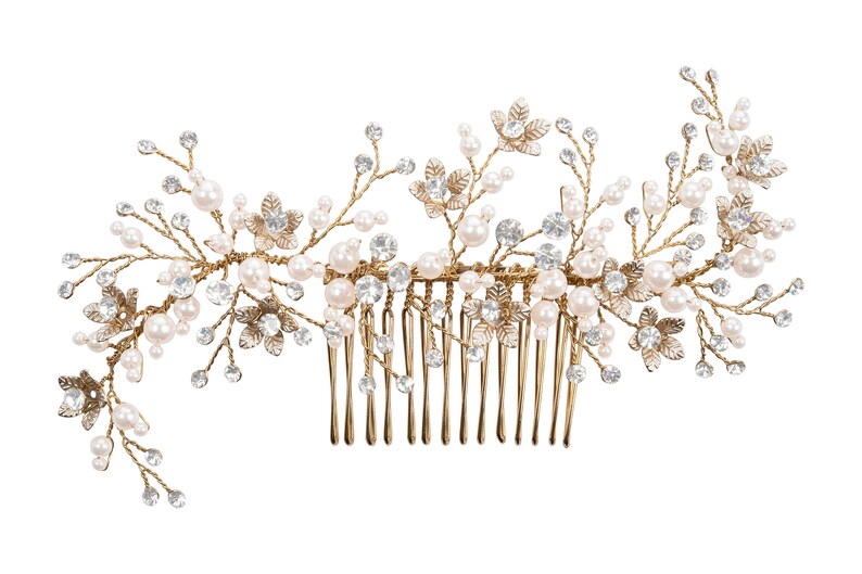 Mila - Soft, Delicate Bridal Comb, Bridal Hair Accessories, Lite Gold ...
