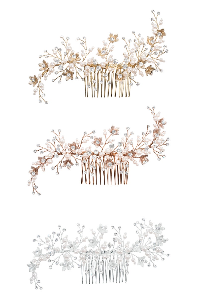 Mila - Soft, Delicate Bridal Comb, Bridal Hair Accessories, Lite Gold ...