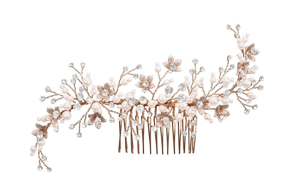 Mila - Soft, Delicate Bridal Comb, Bridal Hair Accessories, Lite Gold ...