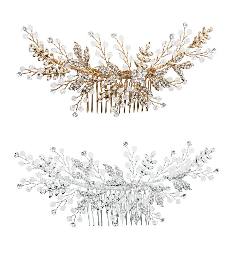 Ivy Bridal Comb, Silver With Crystals Bridal Comb, Side Accent Bridal ...