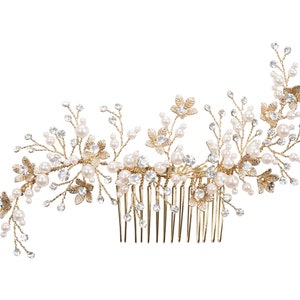 Mila - Soft, Delicate Bridal Comb, Bridal Hair Accessories, Lite Gold ...