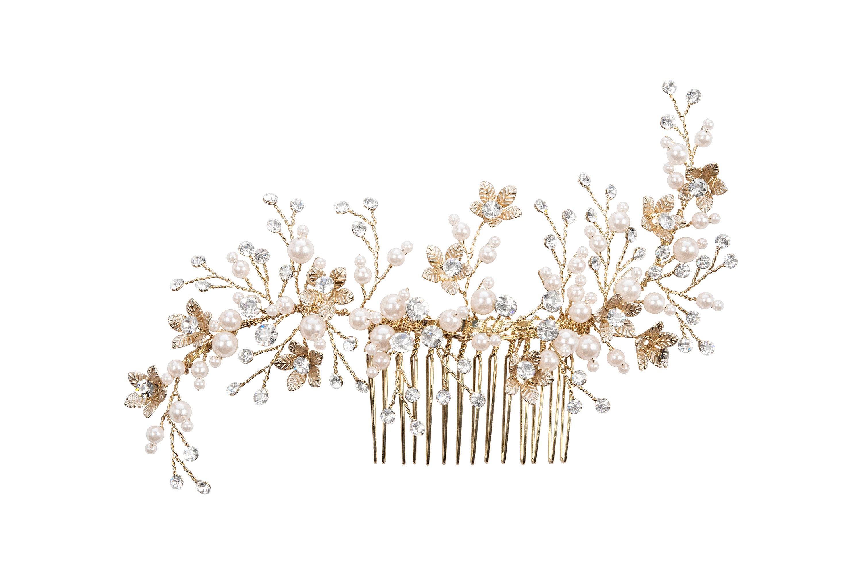 Mila - Soft, Delicate Bridal Comb, Bridal Hair Accessories, Lite Gold ...