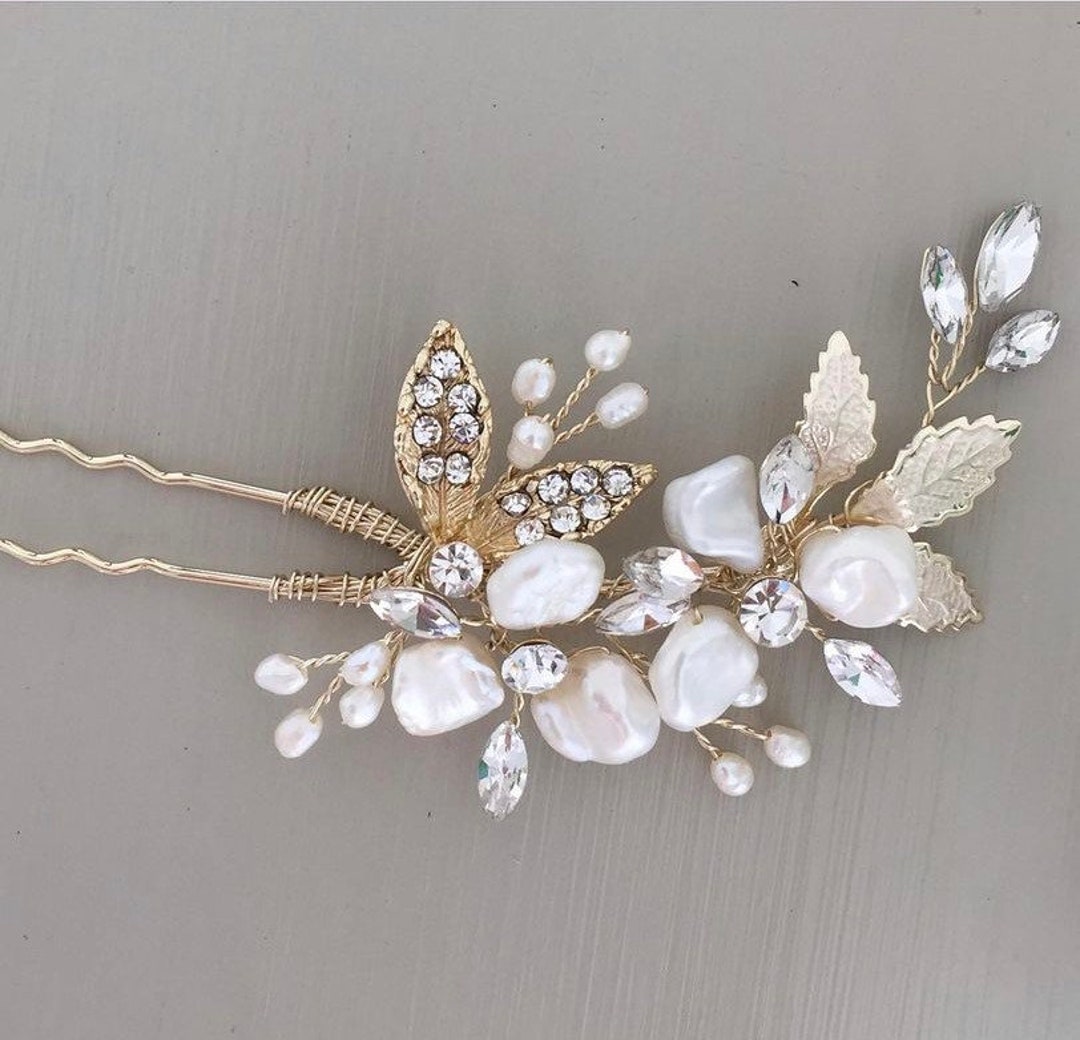 1x Rosa Baroque Pin, Bridal Pin With Baroque Pearls - Etsy